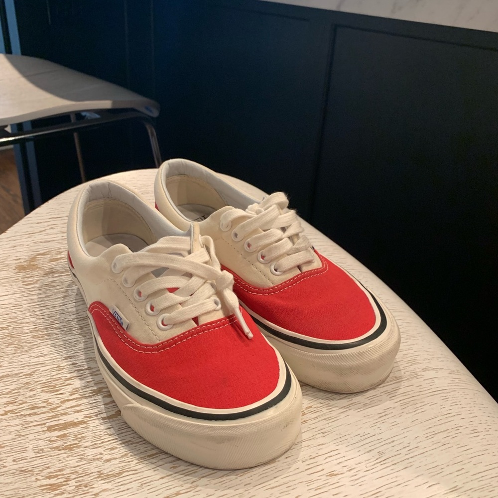 Red And Off White Vans (Era Style) - Gem